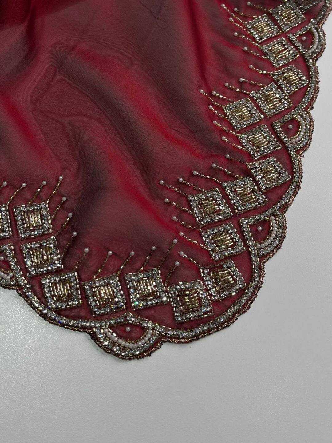 Royal Maroon Georgette Saree — LivFashions